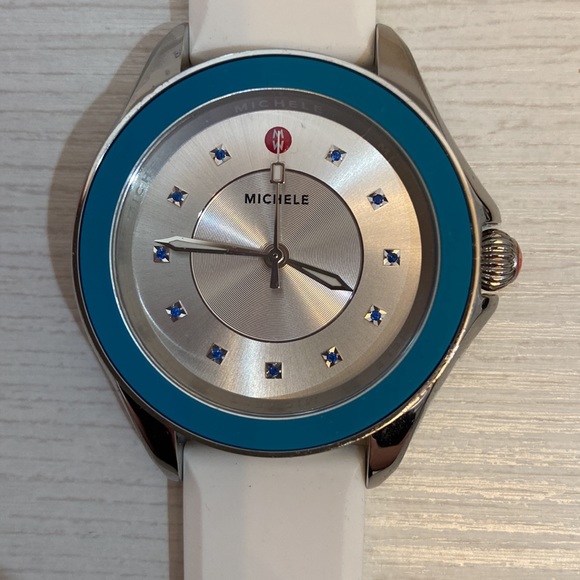Michele | Accessories | Michele Cape Silver Dial Ladies Blue Topaz ...